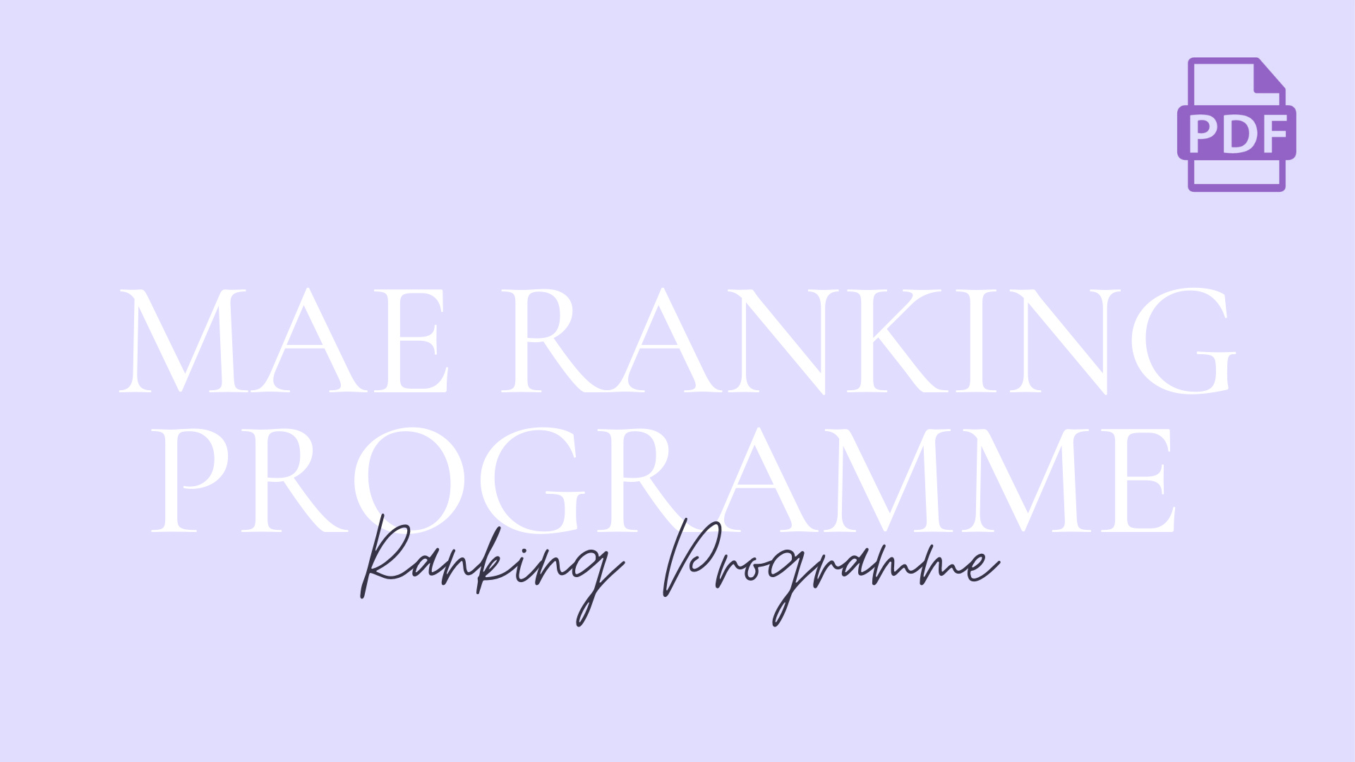 MAE GLOBAL - MAE TRAINING